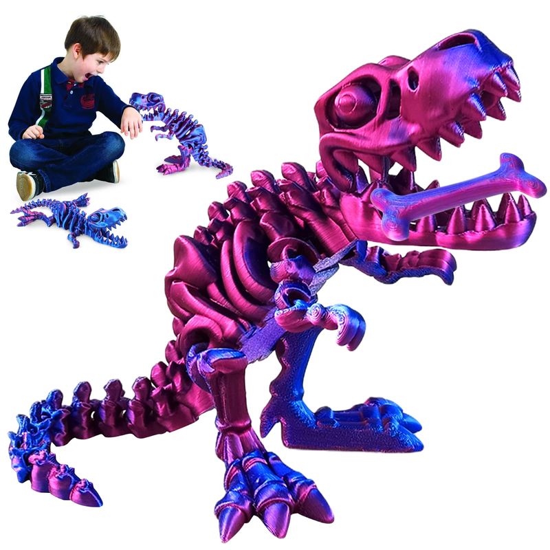 Audasi 3D Printed Dinosaur Skeletons Figures with Bone T-Rex Fidget ...