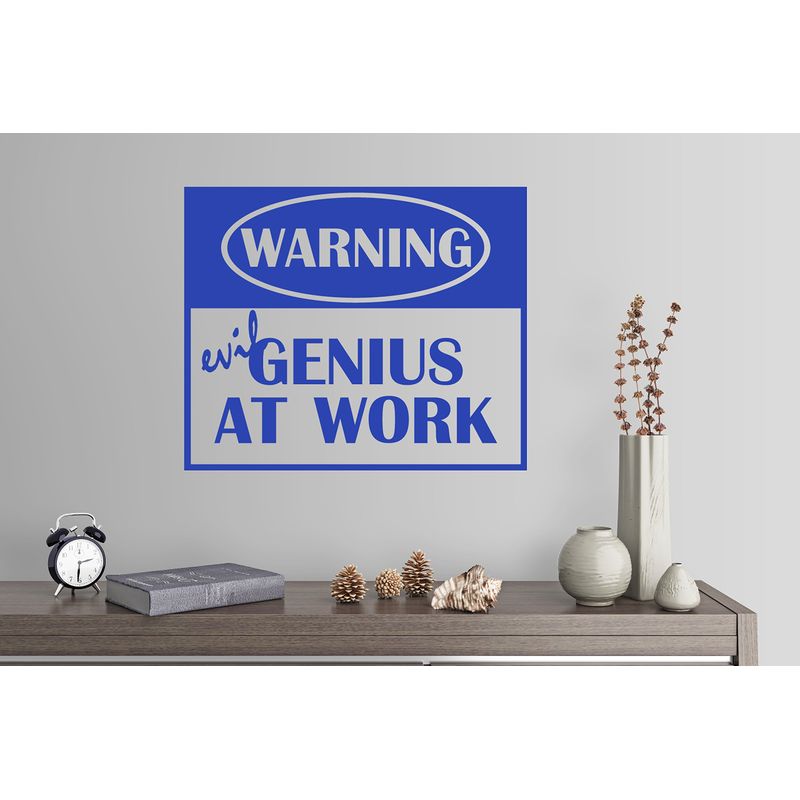 24"x19" Warning Sign Decal Evil Genius at Work Funny Scientist Wall ...