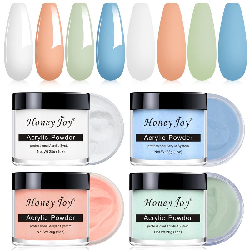 Acrylic Powder Set,4 Colors Clear,French White,Nude Pink,Pink ...