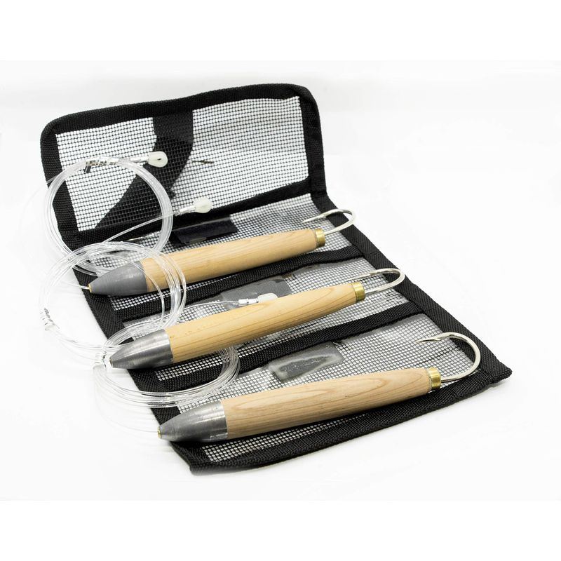 Set of 3 Cedar Plug trolling Fishing Lures 6 inch Natural Cedar Fully ...