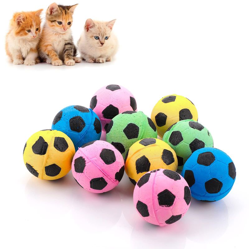 Molain Foam Sponge Balls Cat Toy, Pack of 10 Football Cat Balls Large ...