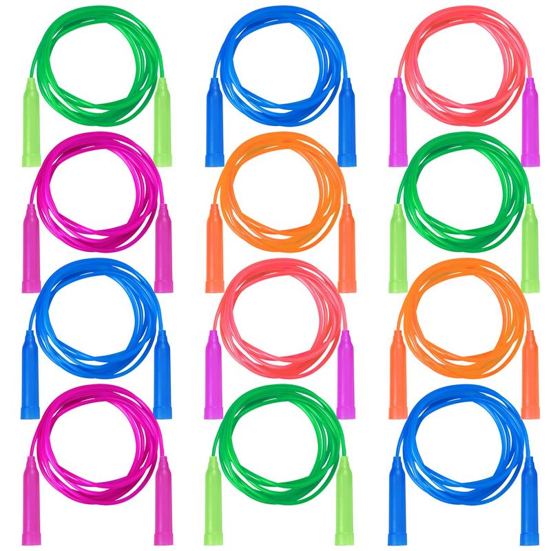 Aneco 12 Pack Kids Jump Rope Set Colorful Outdoor Jump Ropes 7.3 Feet ...
