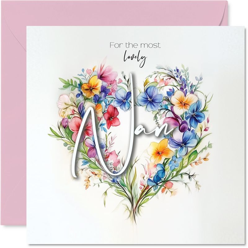 Nan Birthday Card - Heart of Flowers - Happy Birthday Card for Nan from ...