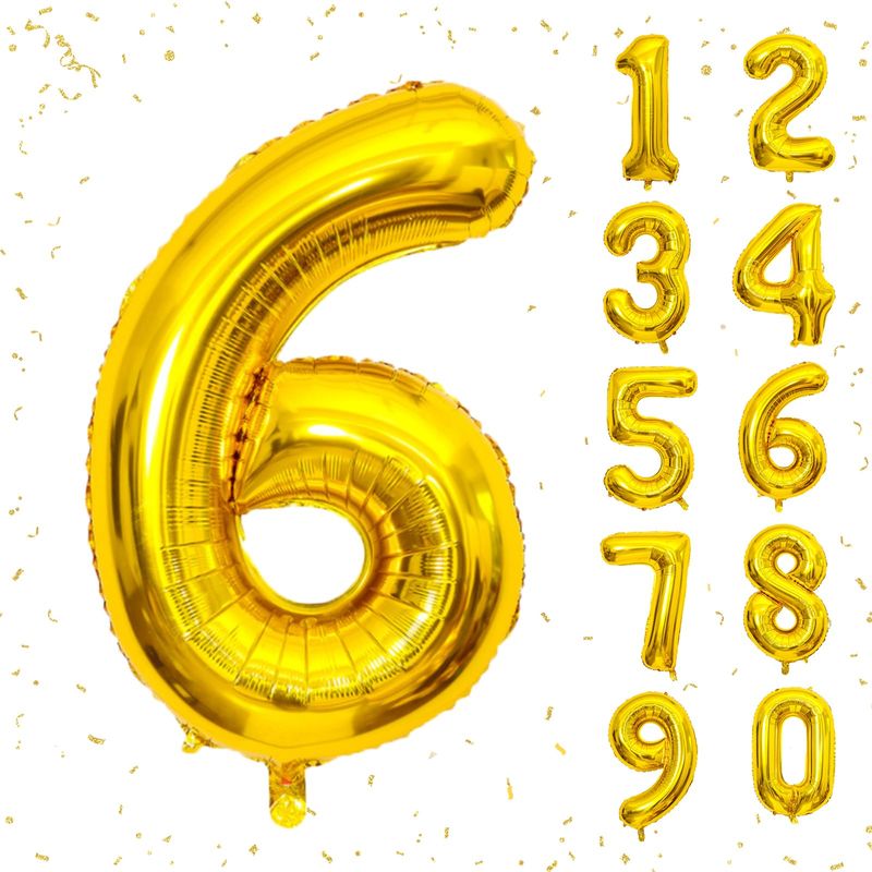 40 Inch Gold Number Balloons, Helium Mylar Foil Number Balloons for ...