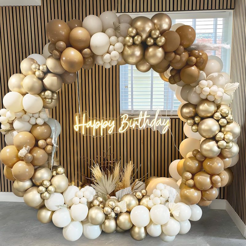 Beige Balloons Birthday Decoration - 167 Pieces Brown Balloon Garland ...