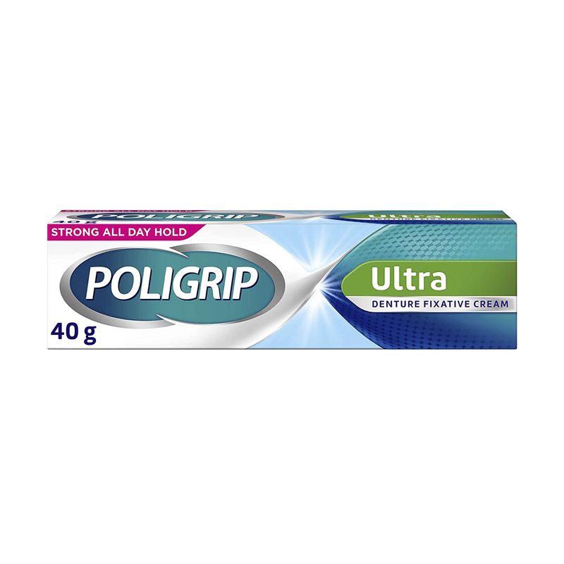 Poligrip Denture Adhesive Cream, False Teeth and Partials Fixative ...