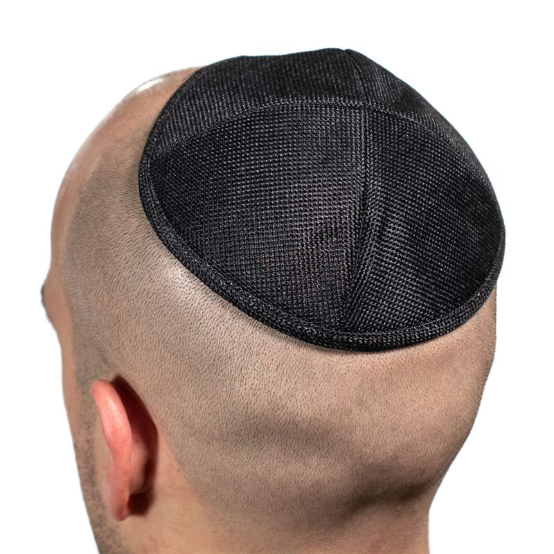 Elegant Black Linen Kippah Yarmulke Jewish Yamaka Kippa Israel Cap ...