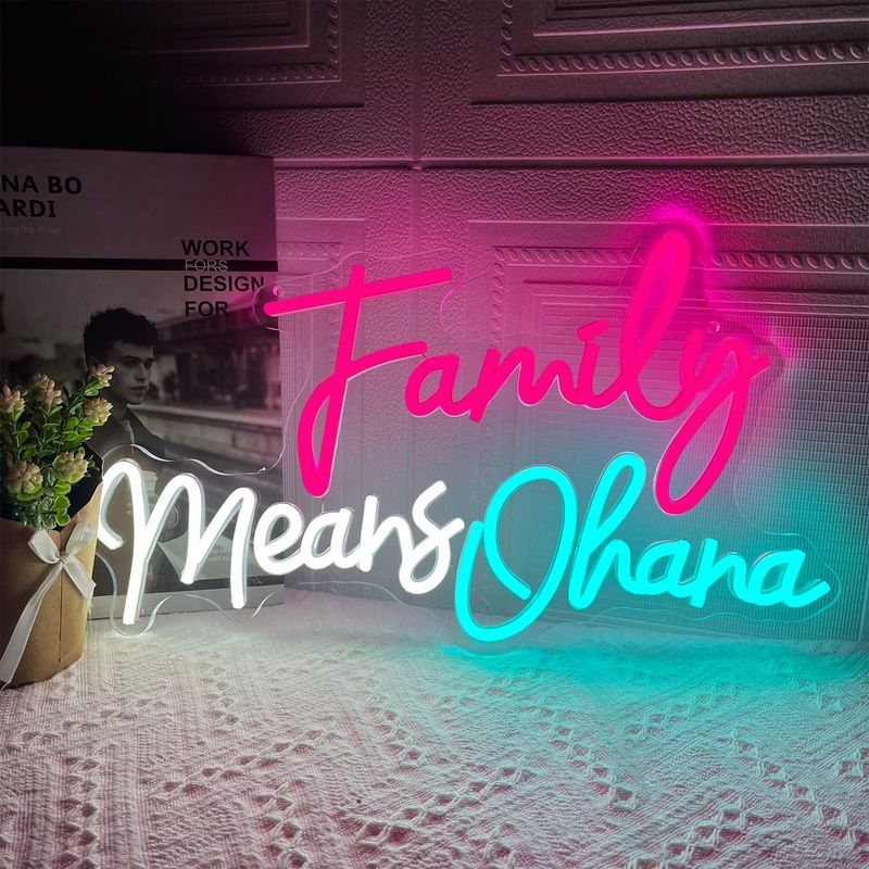 Family Means Ohana Neon Sign, Dimmable Family Led Neon Light for Wall ...
