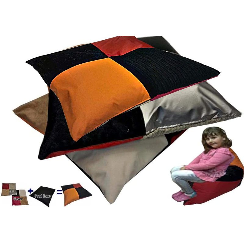 Multy Colour Random Fabrics Sensory Furniture Bean Bag Floor Cushions ...