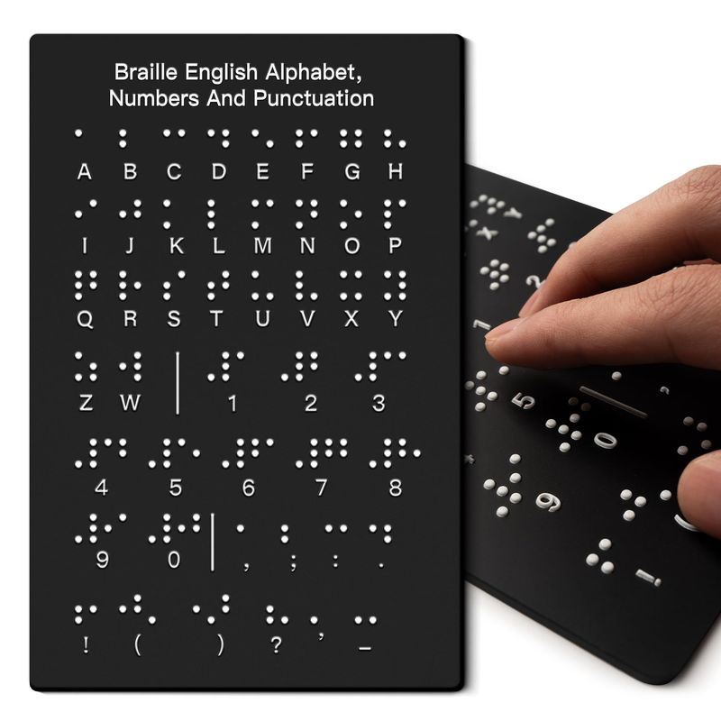 Matte Black Acrylic Braille Alphabet & Number Board - Braille Learning ...