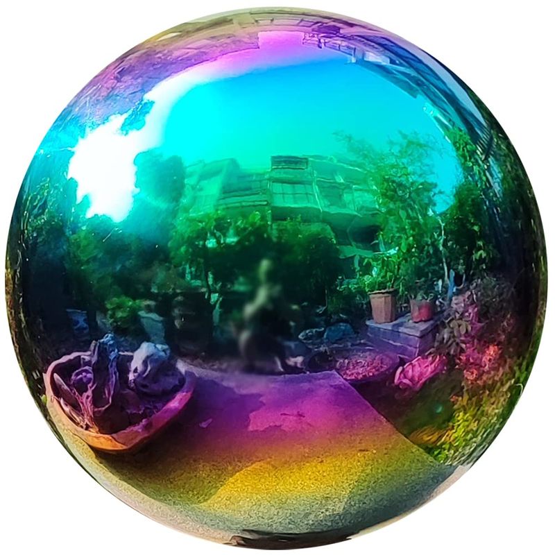 HomDSim 30cm/12 inch Garden Sphere Mirror Gazing Ball,Rainbow Stainless ...