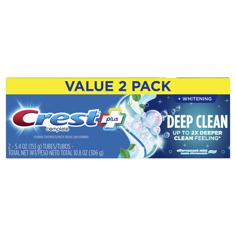 Crest Plus Deep Clean Complete Whitening Toothpaste, Effervescent Mint ...