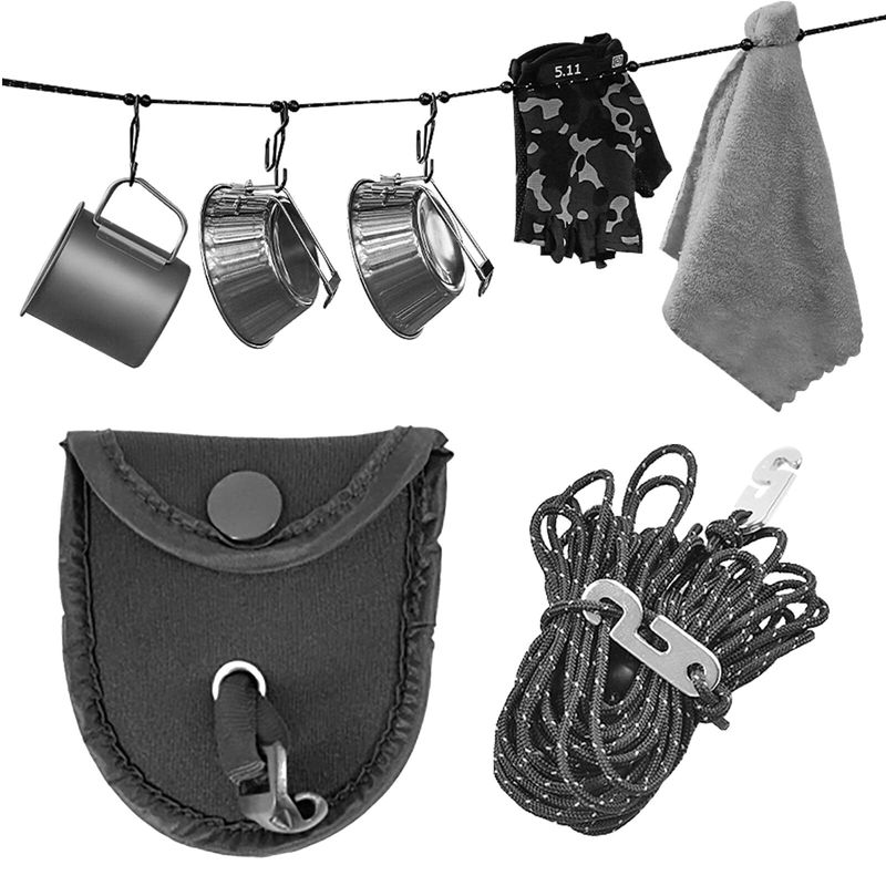 Fyfjur Camping Clothesline, 3.5 m Reflective Camping Washing Line with ...