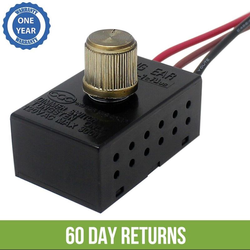 Zing Ear ZE-03-1 Inline Rotary Dial Table Lamp Light Dimmer Switch 3 ...