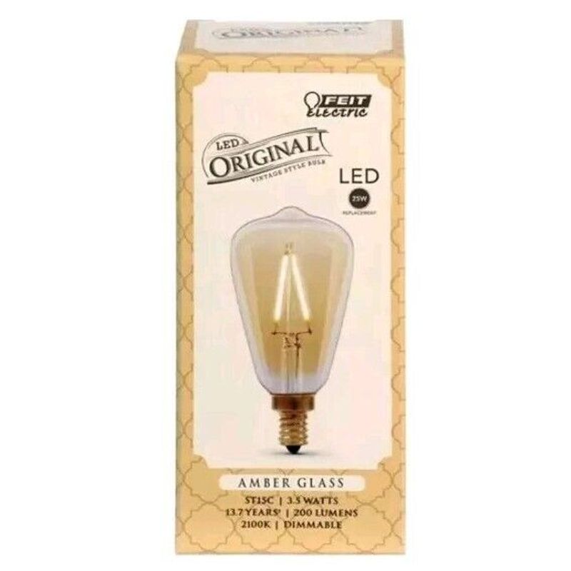 Feit LED Vintage Amber Edison Light - ST15 - 3.5 Watt - 25W Equal ...