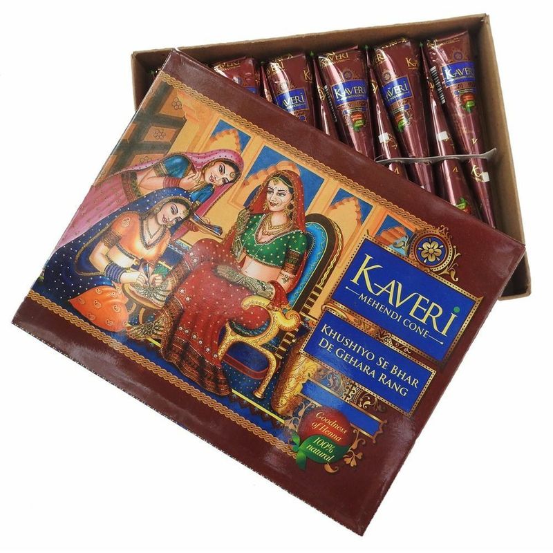 Pack of 24 Kaveri Natural Mehndi Henna Cones Temporary Tattoo Art ...