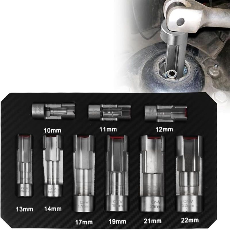 Frtcaty Diesel Injector Fuel Line Socket Wrench Set - 3/8" & 1/2" 10 ...