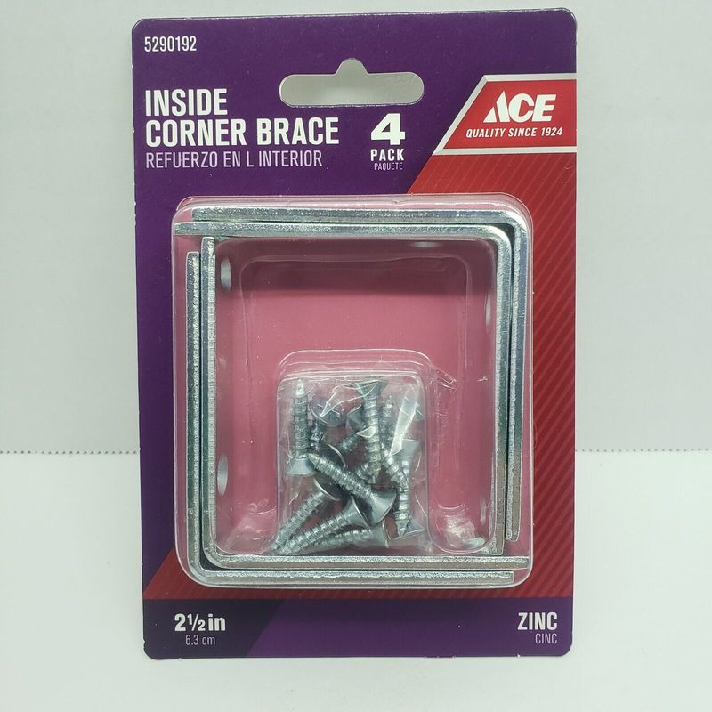 ACE Inside Corner Brace 4 Pack Zinc 2-1/2" x 5/8" #5290192 - Online ...