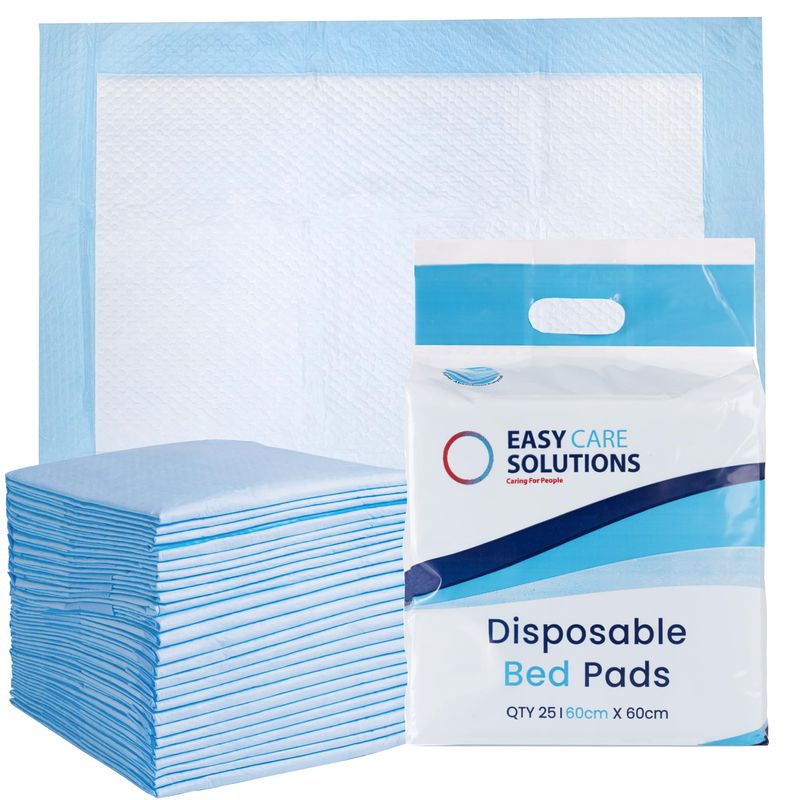 25 x Easy Care Solutions 60 x 60 cm | Disposable Incontinence Bed Pads | Underpads, Bed Mats ...