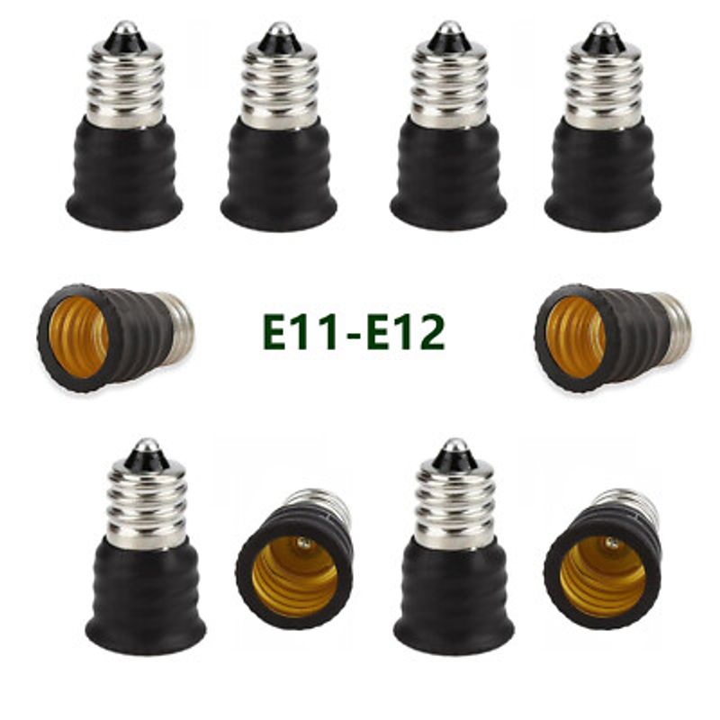 100pcs Socket Adapter Converter E11 Base to Candelabra E12 Black LED ...