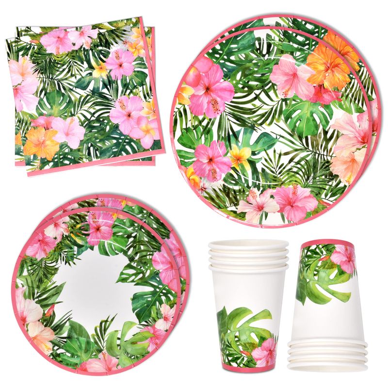 Hawaiian Luau Tropical Party Paper Plates and Napkins 24 9" Plates 24 7 ...
