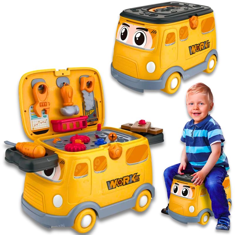 SGM 3-in-1 Bus & tool Set, Kids Ride On Car, Big Storage Space Tool Set ...