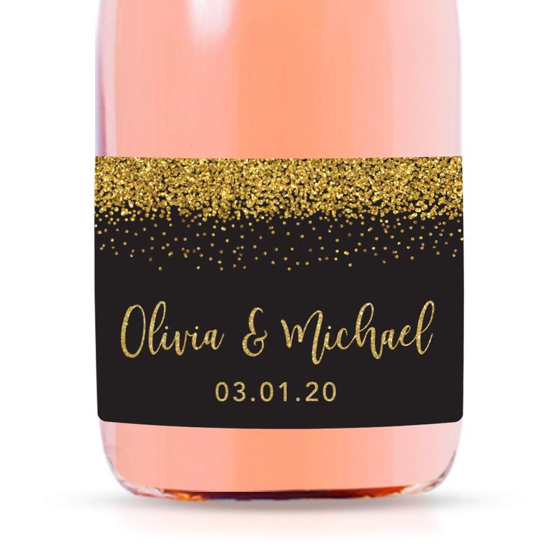 Andaz Press Personalized Mini Champagne Wine Bottle Labels, Black Faux ...