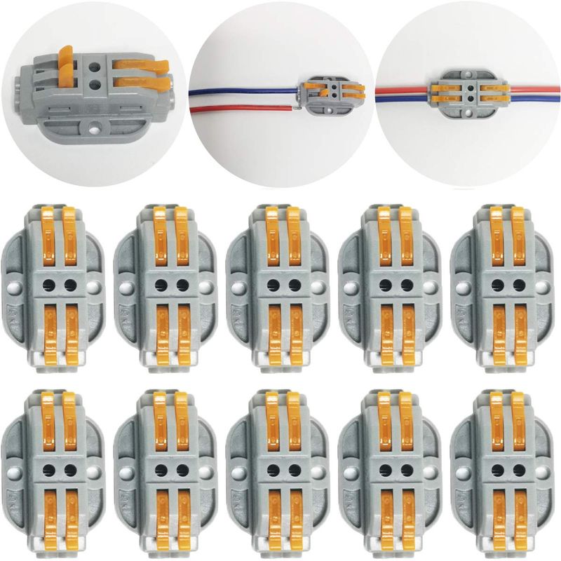 CTRICALVER Fixable Connector, 2 Port Lever Conductor Compact Connector ...