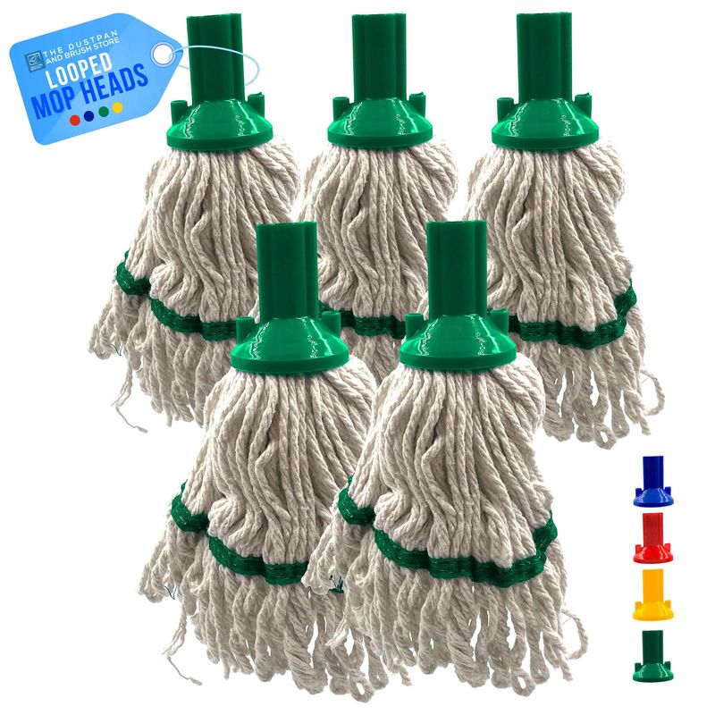 Green Looped Cotton Mop Heads Replacement with Absorbent Yarn, Self ...