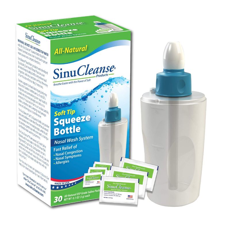 SinuCleanse Soft Tip Squeeze Bottle Nasal Wash Irrigation System ...