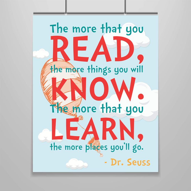 Dr. Seuss Quote Poster - Oh The Places You’ll Go - 16 x 20 - Read Know ...