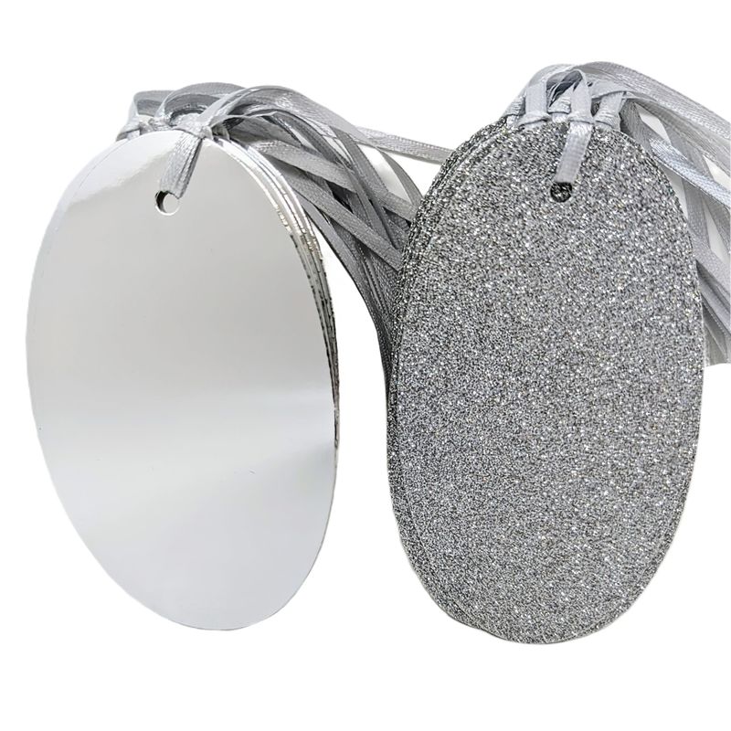 20 Luxury Silver Oval Gift Tags, Glitter and Foil Design - Eco ...