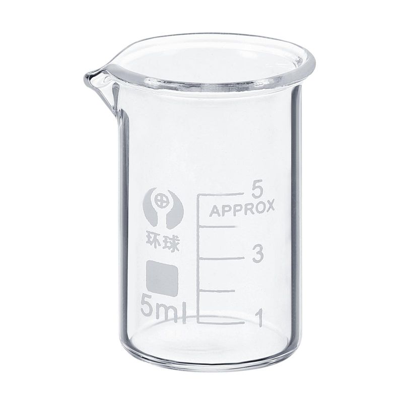 5ml Low Form Glass Beaker 3.3 Borosilicate Graduated Lab Measuring Cups ...