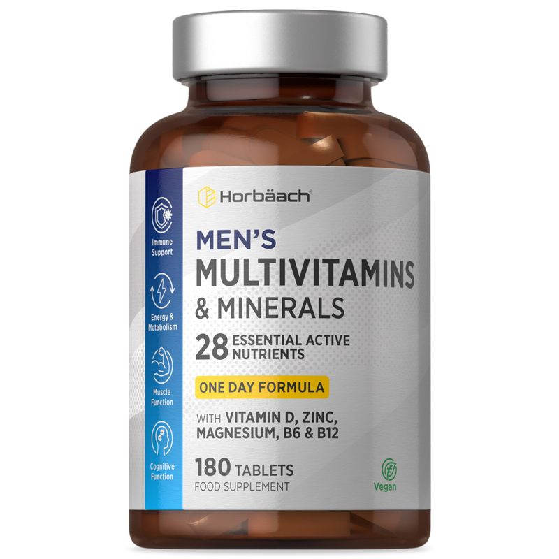 Multivitamin Tablets for Men | 180 Count | 28 Essential Nutrients ...