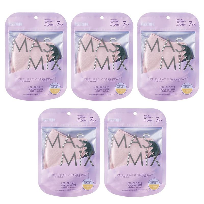 MASMIX Two-tone Color Mask, 3D Type, Set of 7 x 5, Pale Lilac x Dark Gray - Online Marketplace ...