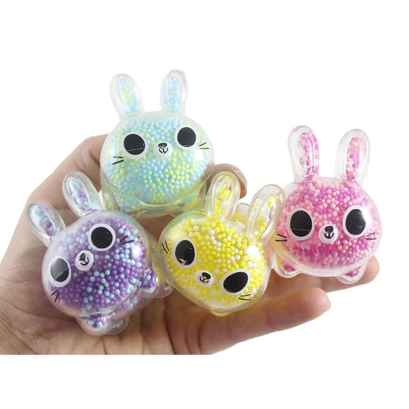 4 Bunny Fidget Balls - Air and Styrofoam Bead Filled Squeeze Stress ...