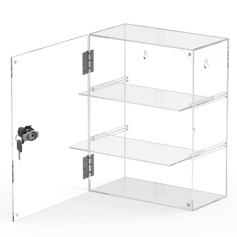 Acrylic Display Case with Lock Key Removable 3 Tier Clear Countertop ...
