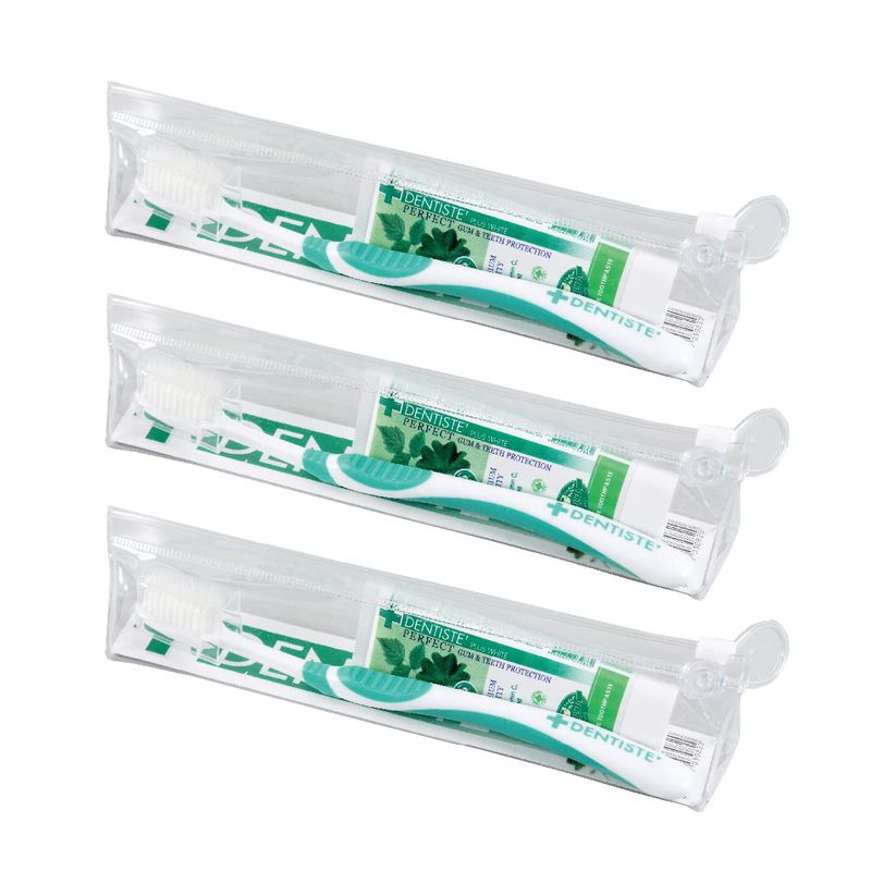 Dentis Travel Set, Toothpaste 0.7 oz (20 g) + Toothbrush, Kiss Able to ...