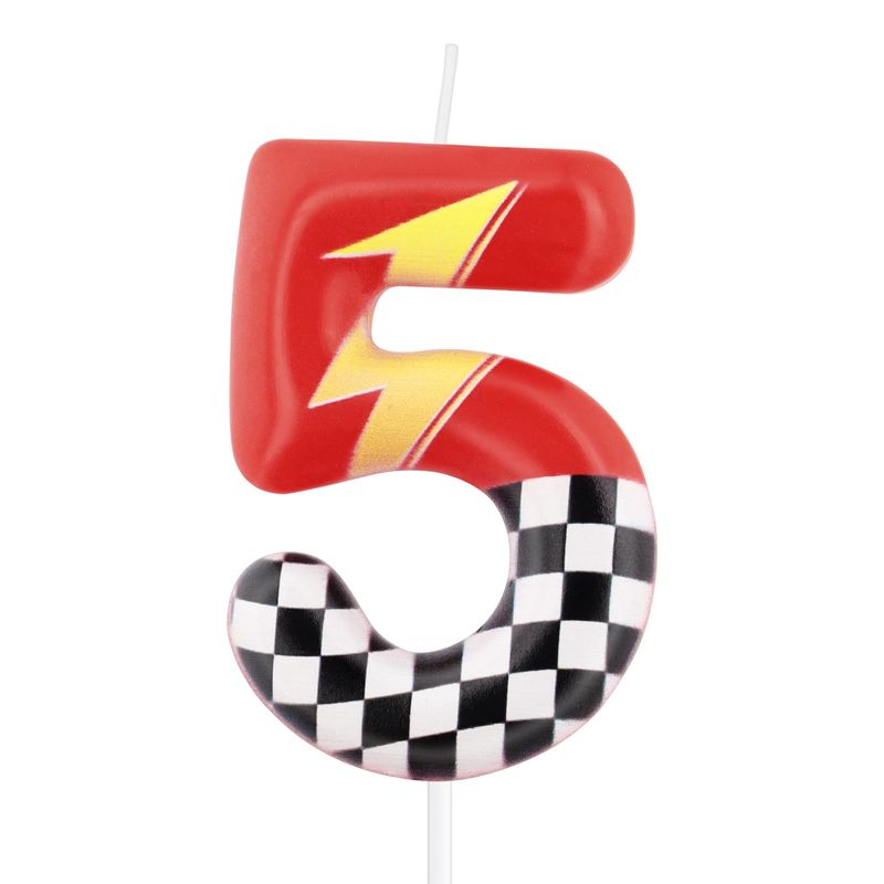 mciskin Red Racing 5 Birthday Candles,5th Birthday Decorations for Boy ...