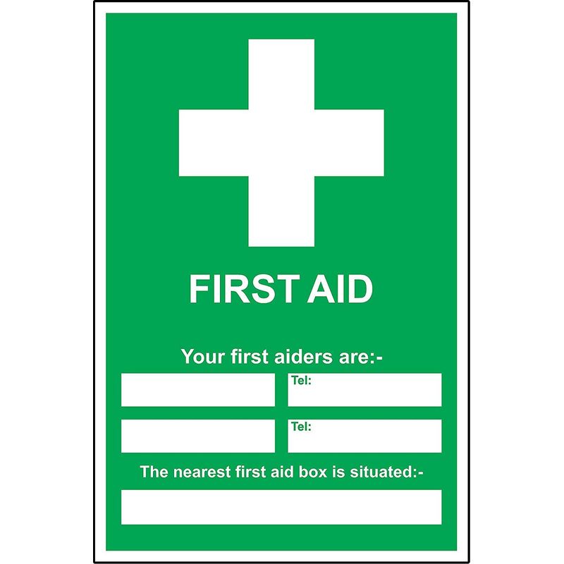 First aid sign your first aiders are - the nearest first aid box is ...