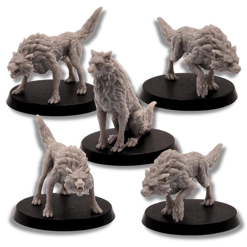 Fantasy Tabletop Gaming Set of Wolves for RPG Wargames – Paintable 28mm ...