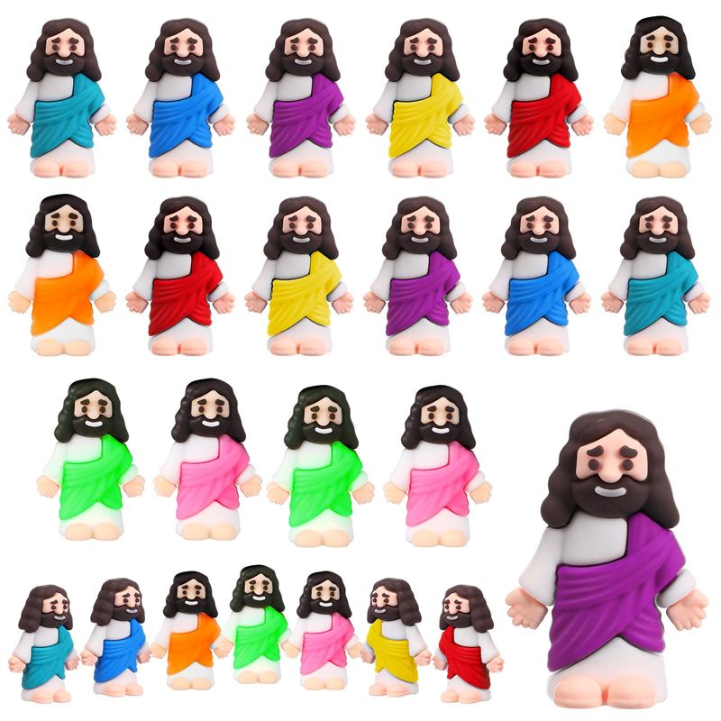 Bememo 25 Pcs Little Jesus Figures Original Design Mini Rubber Jesus ...