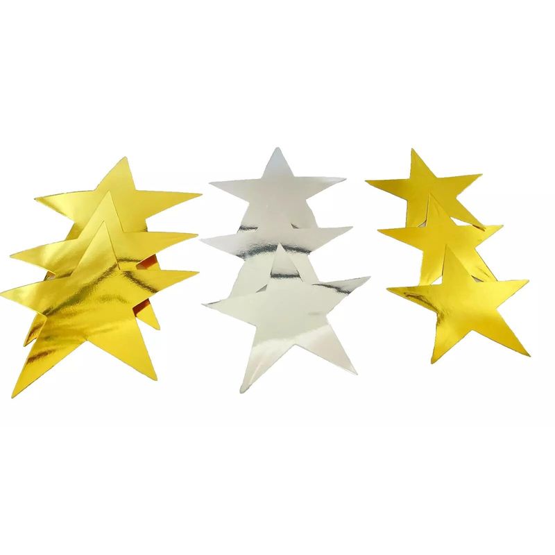a2bsales 100 x Large Gold & Silver Card Stars - 3 Sizes - Gift Tags ...