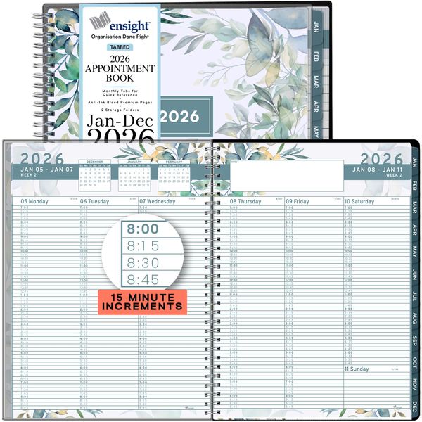 Ensight 2026 Appointment Book and Planner 8.5" x 11" Large Hourly ...