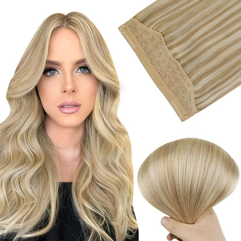 Easyouth Wire Hair Extensions Human Hair Blonde Secret Wire Extensions ...