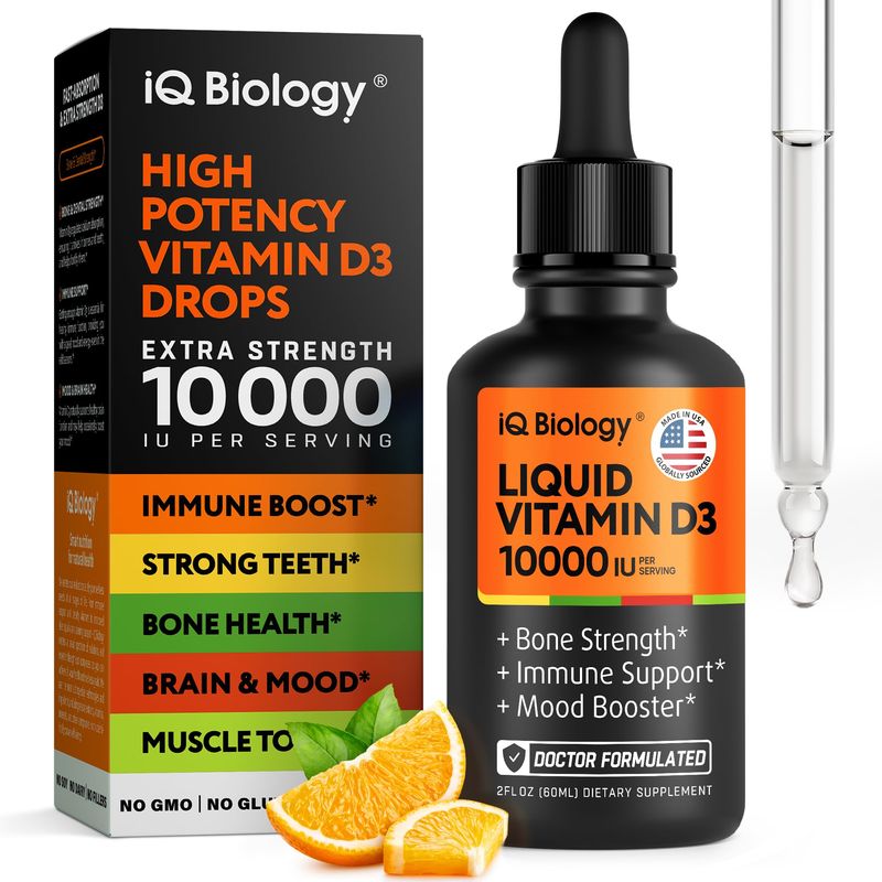 Vitamin D3 10000 IU - USDA Organic Immunity Support Vitamin D Drops for ...