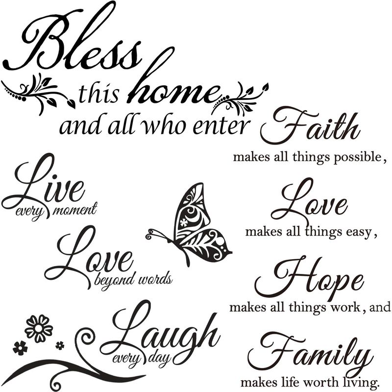 3 Sheets Vinyl Wall Quote Stickers Love Family Inspirational Wall ...