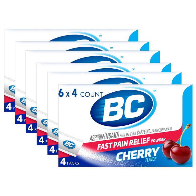 BC Powder Pain Reliever, Cherry Flavor Aspirin Dissolve Packs, 4 Count ...