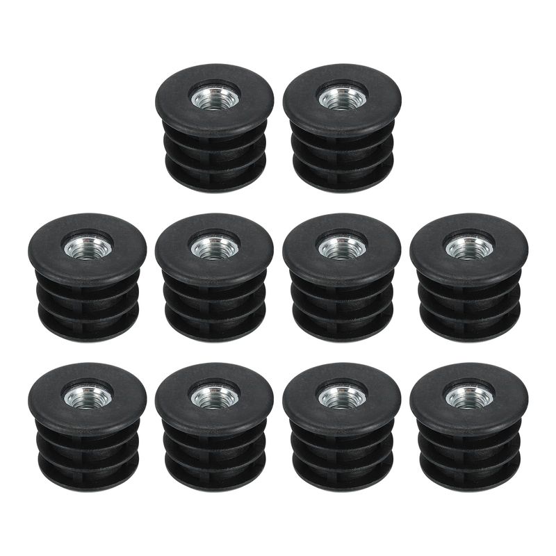 UXCELL 10Pcs M8 Thread Inserts for 25mm Round Tube, Black Plastic Plugs ...