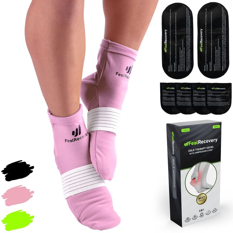 Ice Pack Coolers - Reusable Hot&Cold Therapy Socks w/Compression Straps ...